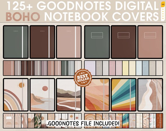 125 MINIMAL BOHO Goodnotes Covers Digital Notebook Cover - Etsy
