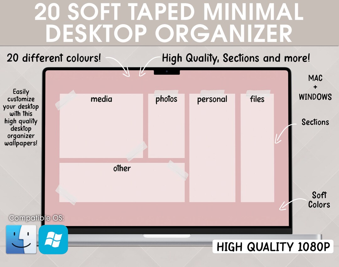 20 Soft MINIMAL Desktop Organizer Desktop Wallpaper Desktop - Etsy