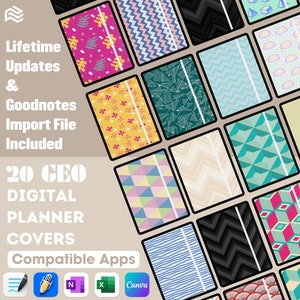 20 GEOMETRIC PATTERN Goodnotes Covers, Digital Notebook Cover, Geo ...