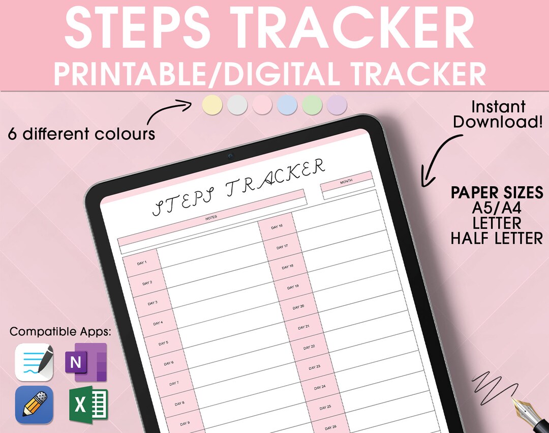 Printable STEPS TRACKER Steps Tracker Steps Tracker Pdf Pdf - Etsy