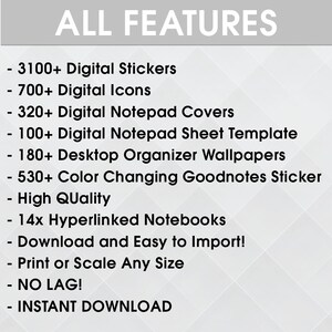 Digital Planner MEGA Kit, Digital Stickers, Sticky Notes, Digital Icons ...