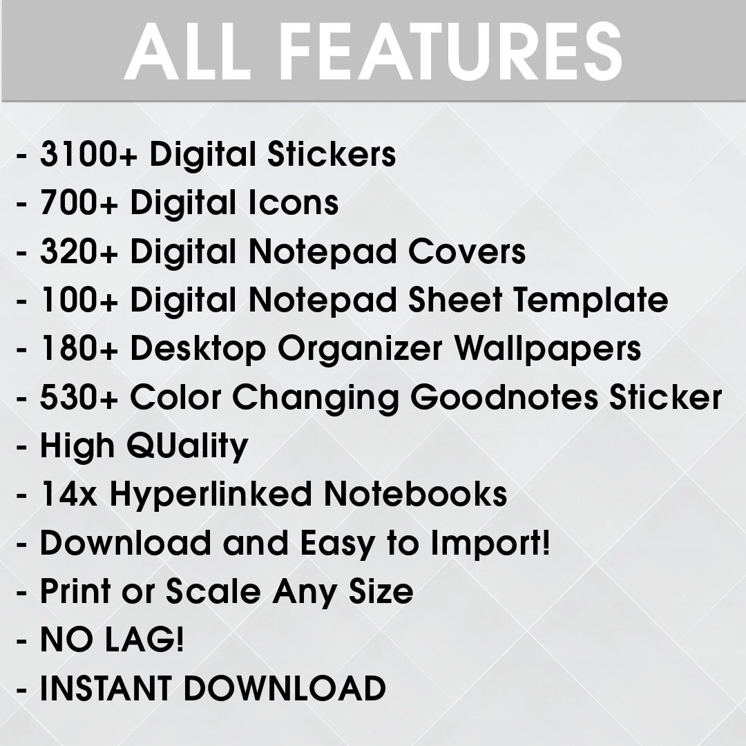 Digital Planner MEGA Kit Digital Stickers Sticky Notes - Etsy