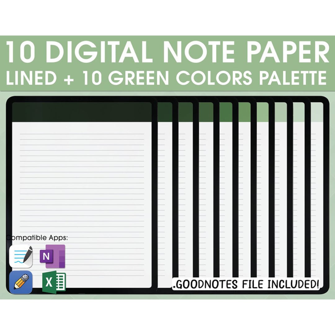 10 GREEN DIGITAL NOTEPAD Sheet Goodnotes Sheet Notability - Etsy