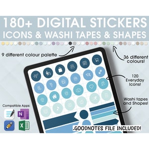 180 DIGITAL Stickers, Goodnotes Sticker, Digital Sticker, Notability ...