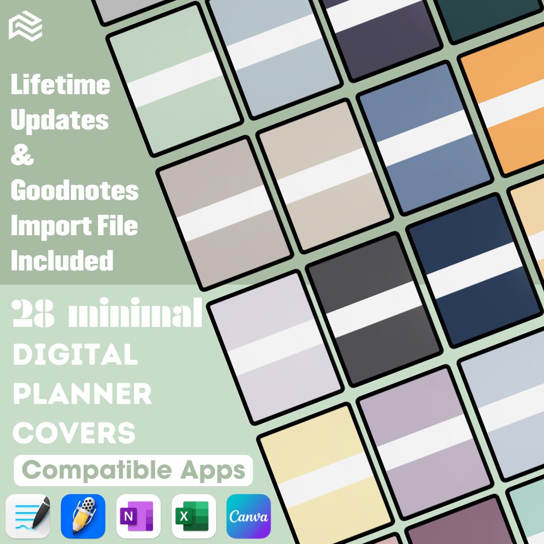 28 MINIMAL Colors Goodnotes Cover, Digital Notebook Cover, Pastel ...
