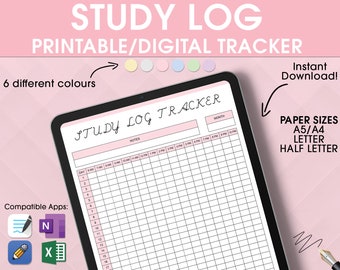 Study Log Printable - Etsy