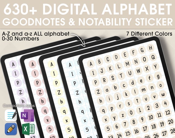630 Goodnotes ALPHABET STICKER Alphabet Sticky Alphabet - Etsy Australia