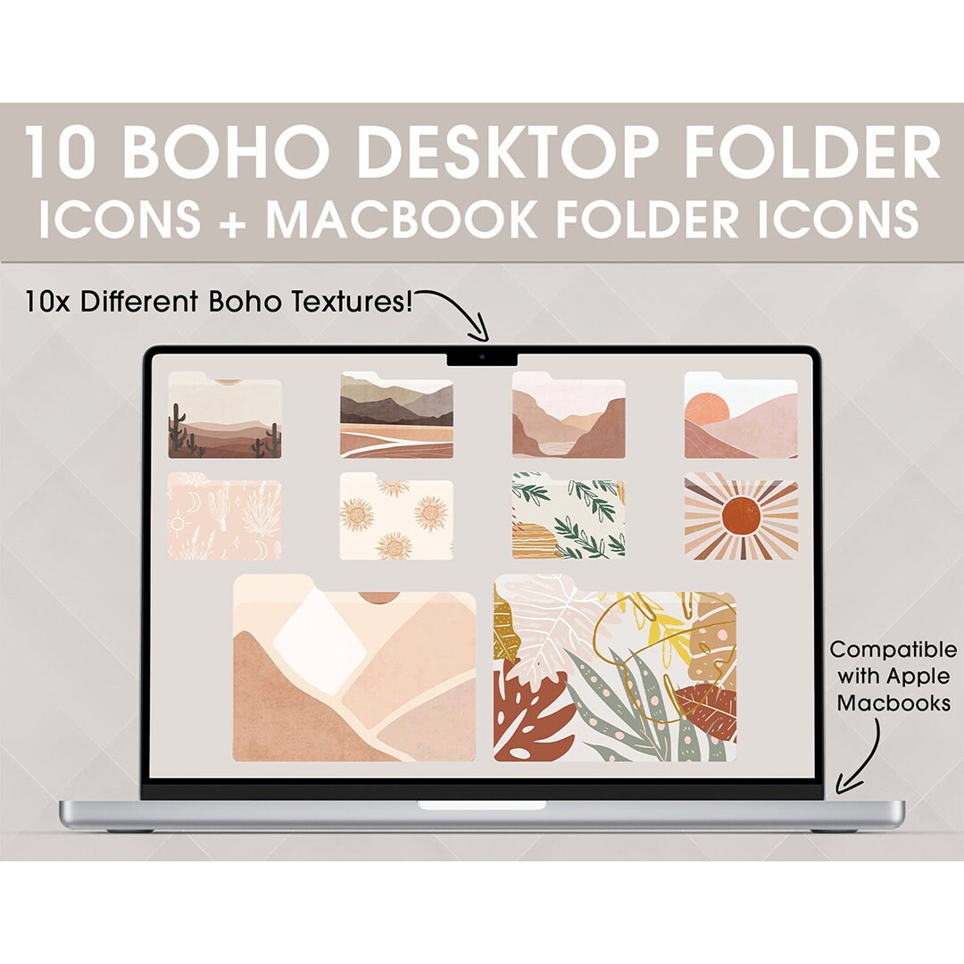 10 BOHO MacBook FOLDER Icons, Desktop Folders, Imac Folders, Aesthetic ...