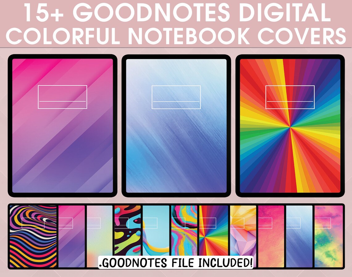 15 MINIMAL COLORFUL Goodnotes Covers Digital Notebook Cover - Etsy