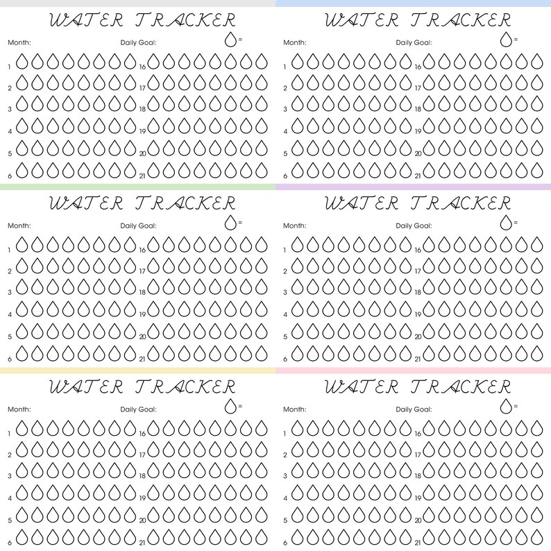 Printable WATER TRACKER Water Tracker Water Tracker Sheet - Etsy