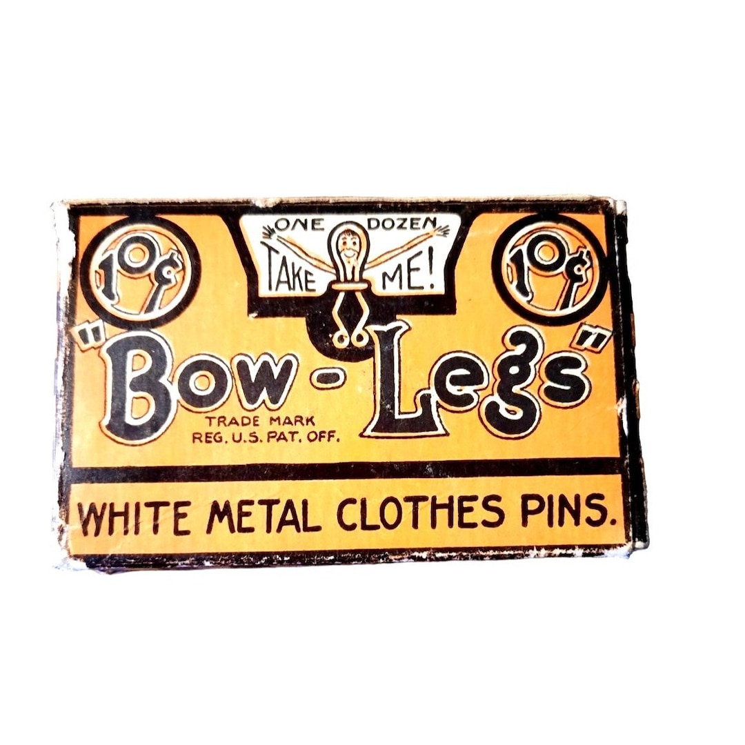Rare Bow-legs White Metal Clothes Pins Set of 12 VTG Seattle Washington ...