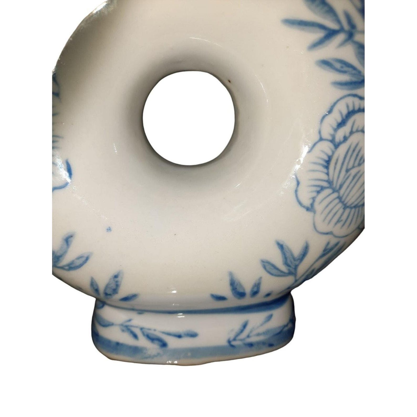 Vintage Chinese Blue & White Teapot Donut Shape Porcelain - Etsy