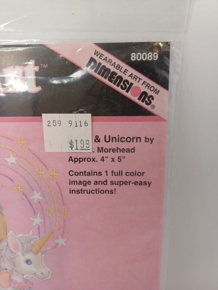 Vintage Dimensions No-sew Applique Fashion Art Girl & Unicorn 1993 4x5 NIP - Etsy