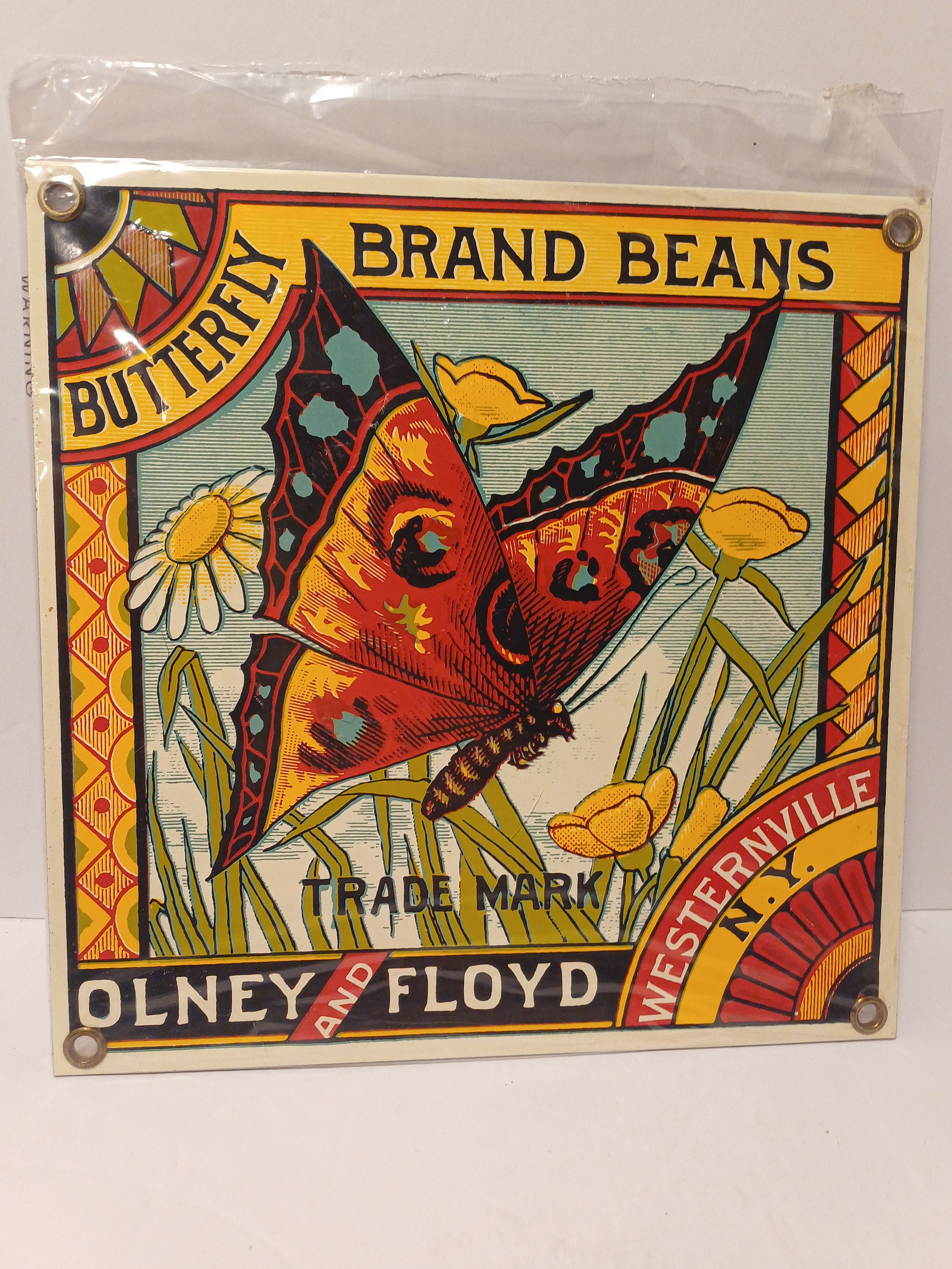 Vintage Replica Advertisement Sign Olney & Floyd Butterfly Brand Beans ...