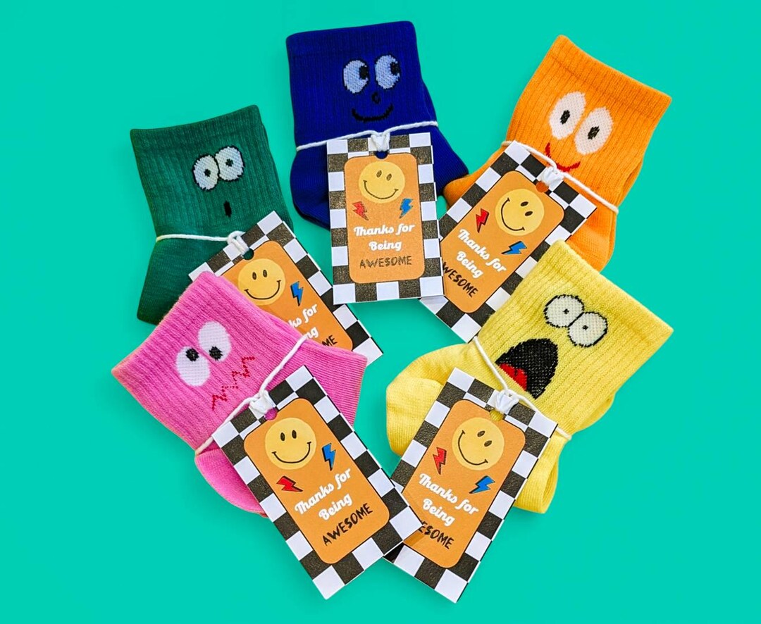 Cartoon Smiley Face Socks – Colourful Kids Party Bag Fillers | Fun ...