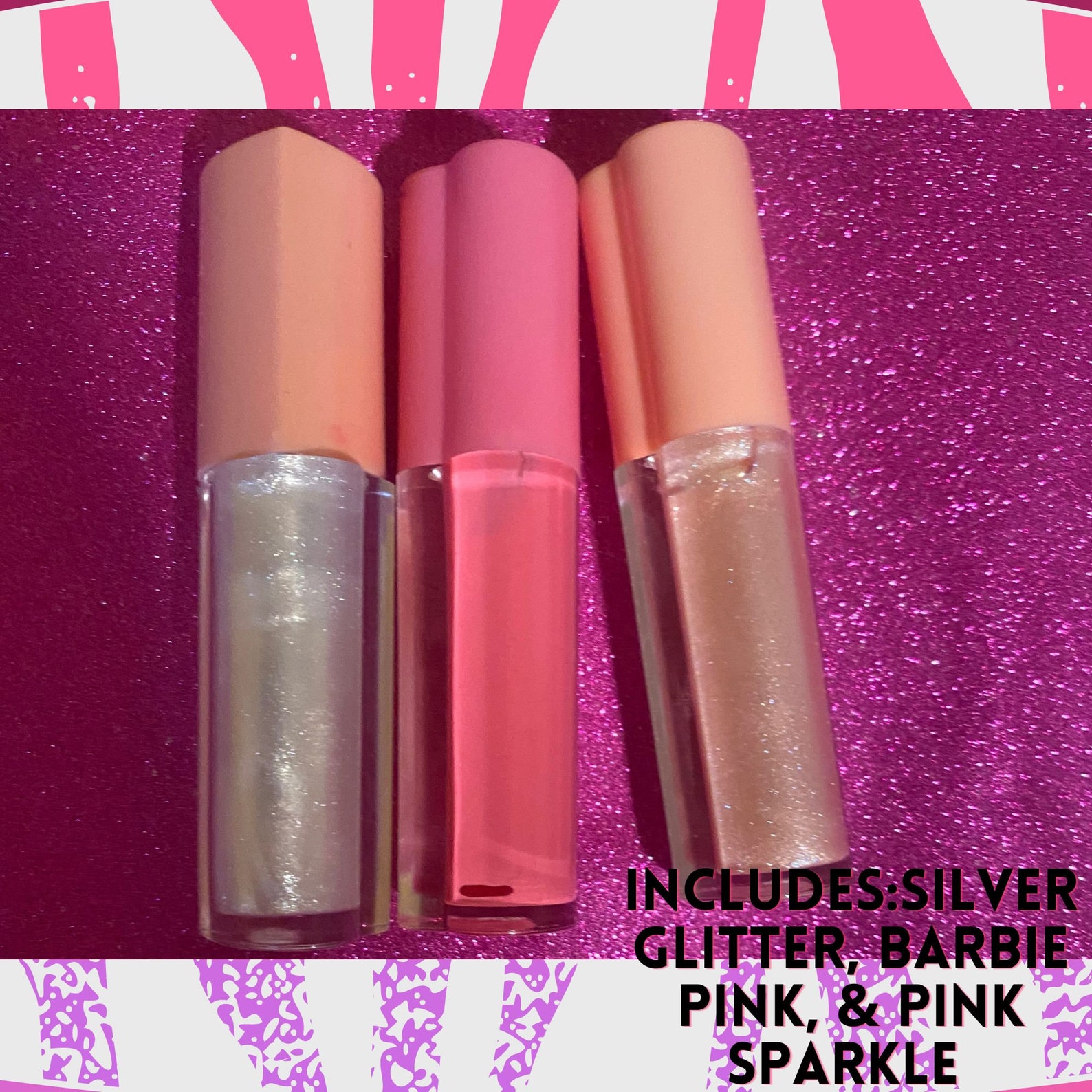 Barbie Pink Lip Gloss 3 Piece Set Pink Makeup Kit Lip Gloss - Etsy