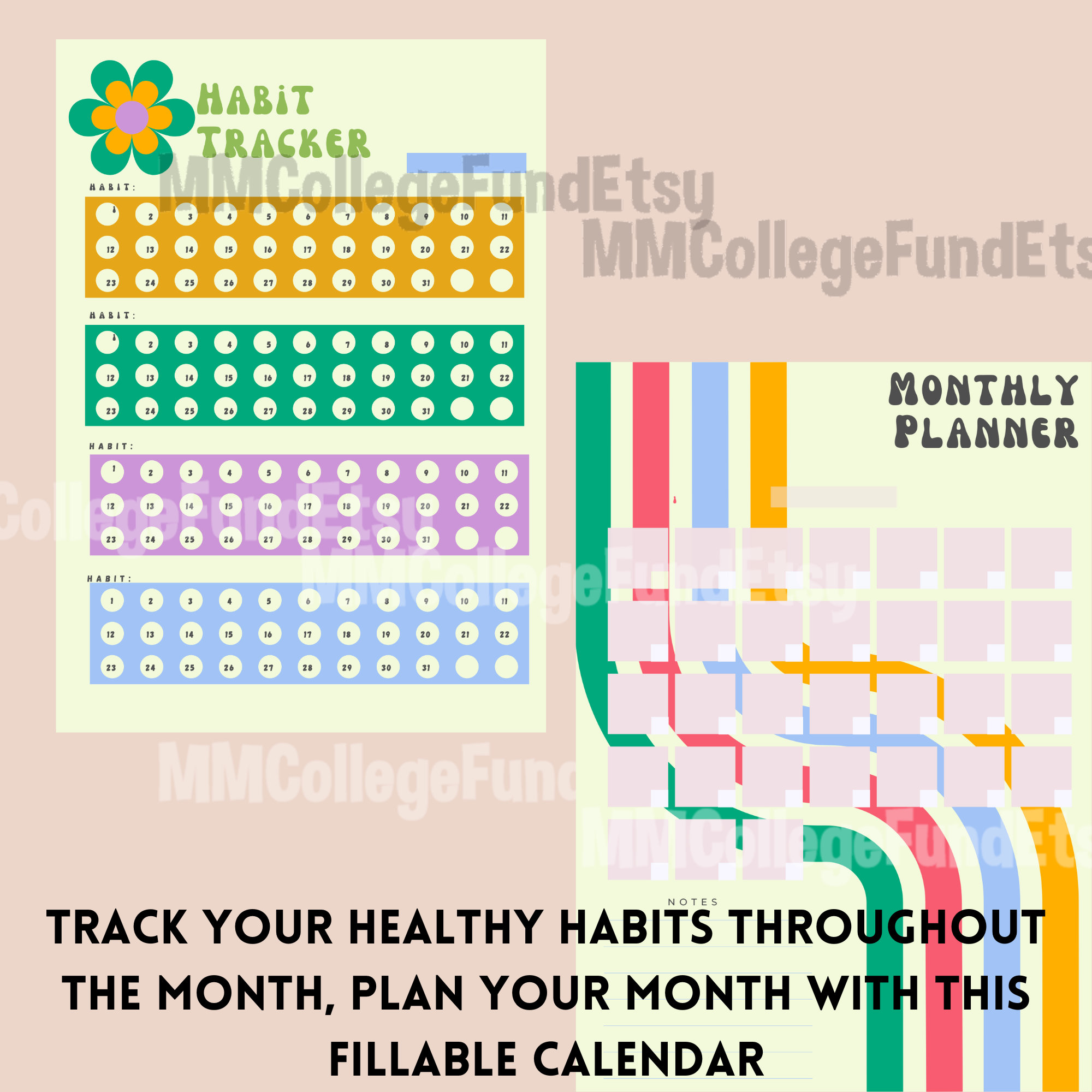 70s Vibe Retro Groovy Theme Digital Planner iPad Planner Daily Planner ...