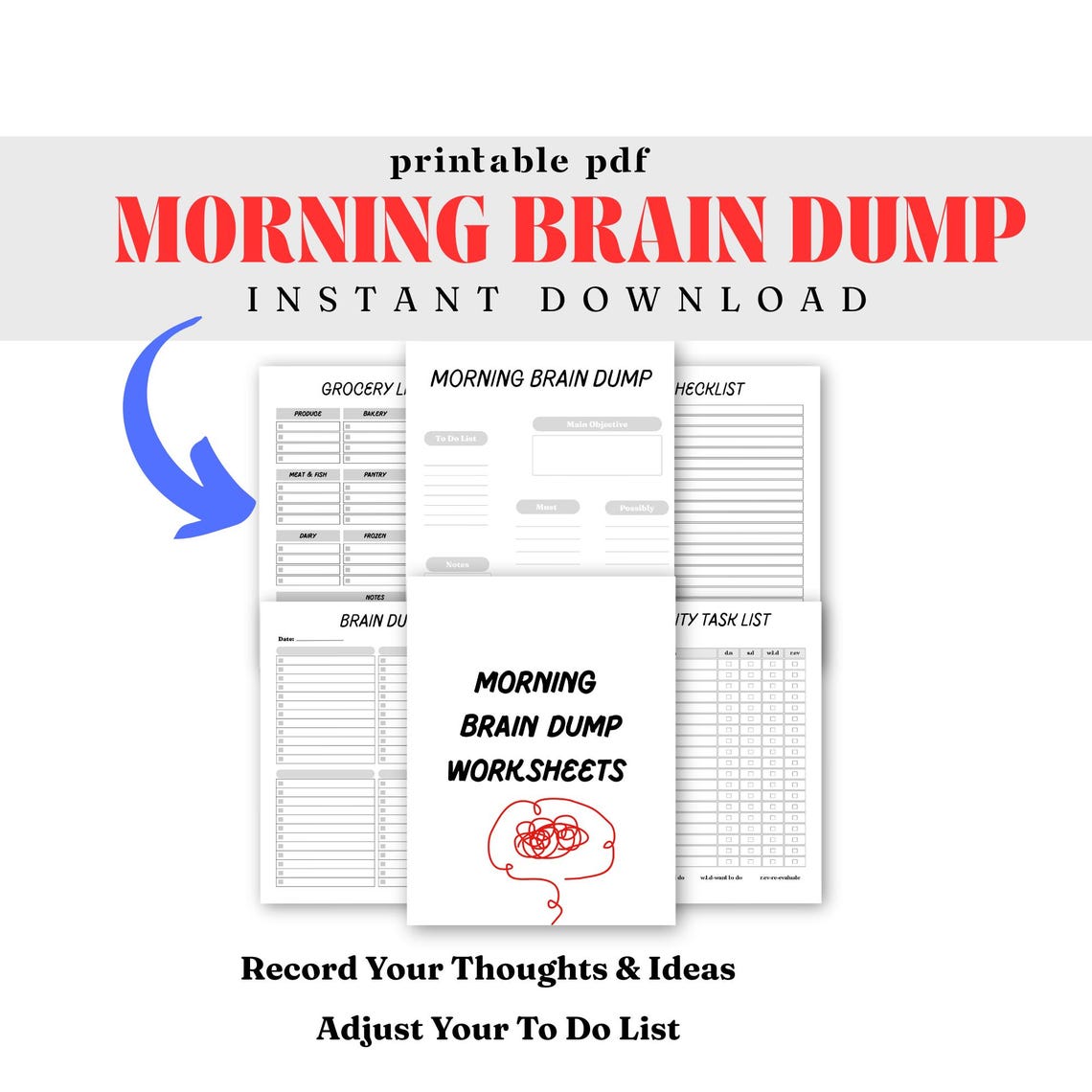 Morning Brain Dump, to Do List Worksheets, Simple Digital School ...