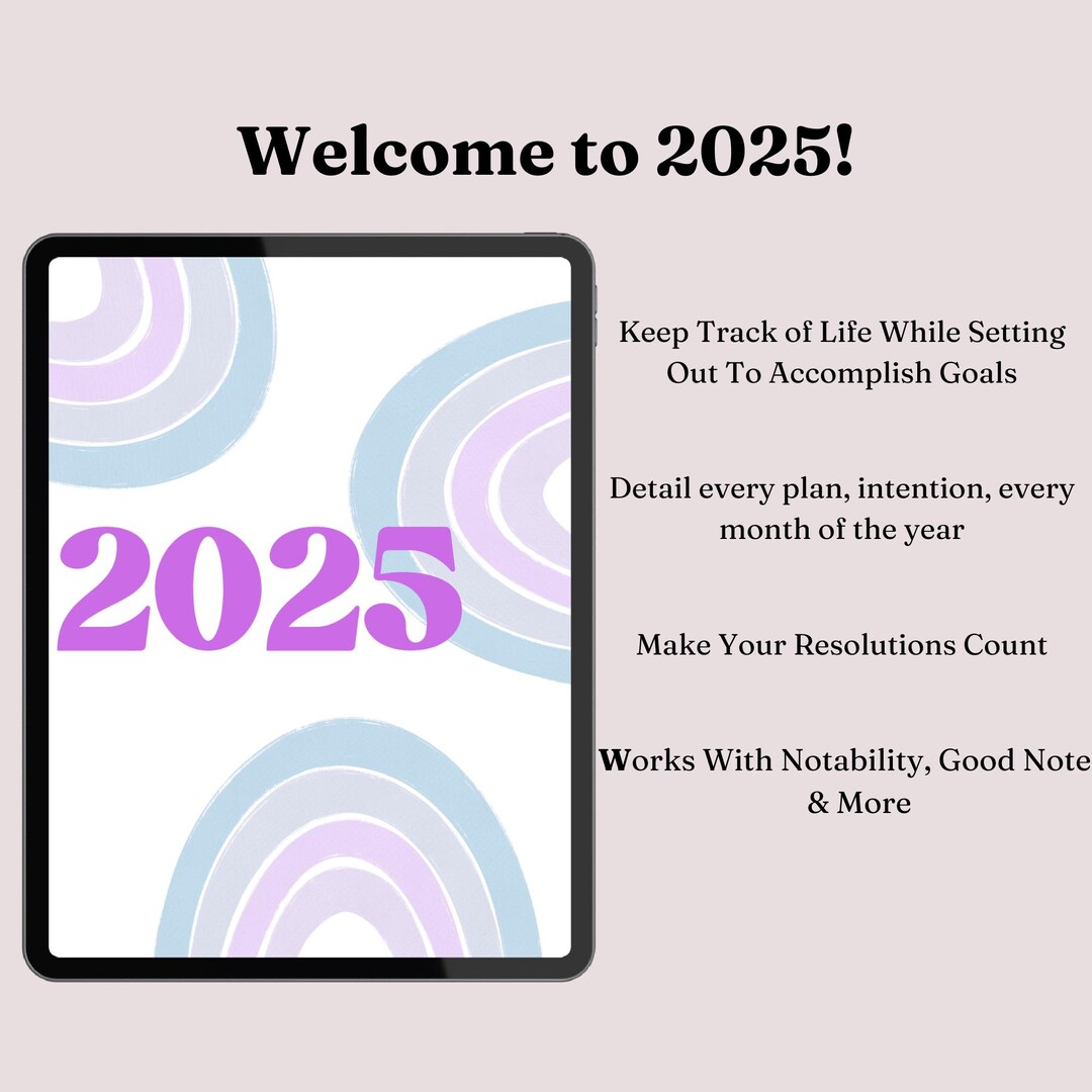 2025 Pastel Pretty Planner Calendar Digital iPad Yearly Planner - Etsy