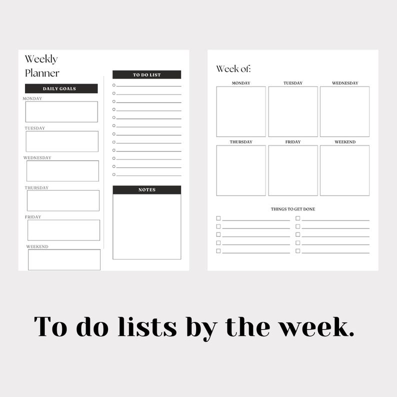 To Do List Worksheets Digital Planner Weekly Planner Daily Goals - Etsy