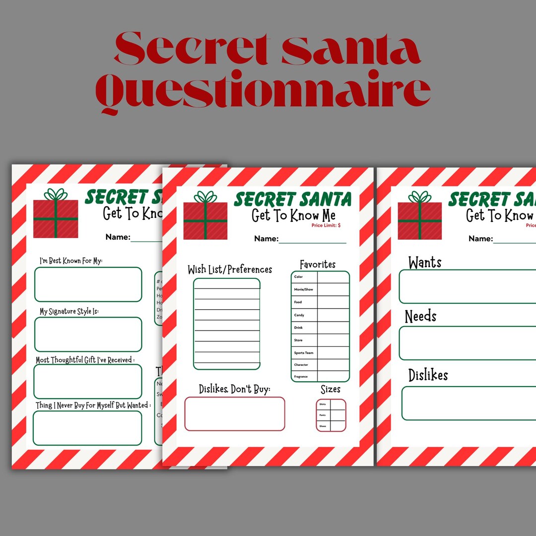 Printable Secret Santa Wish List, Gift Exchange Template, Pollyanna ...