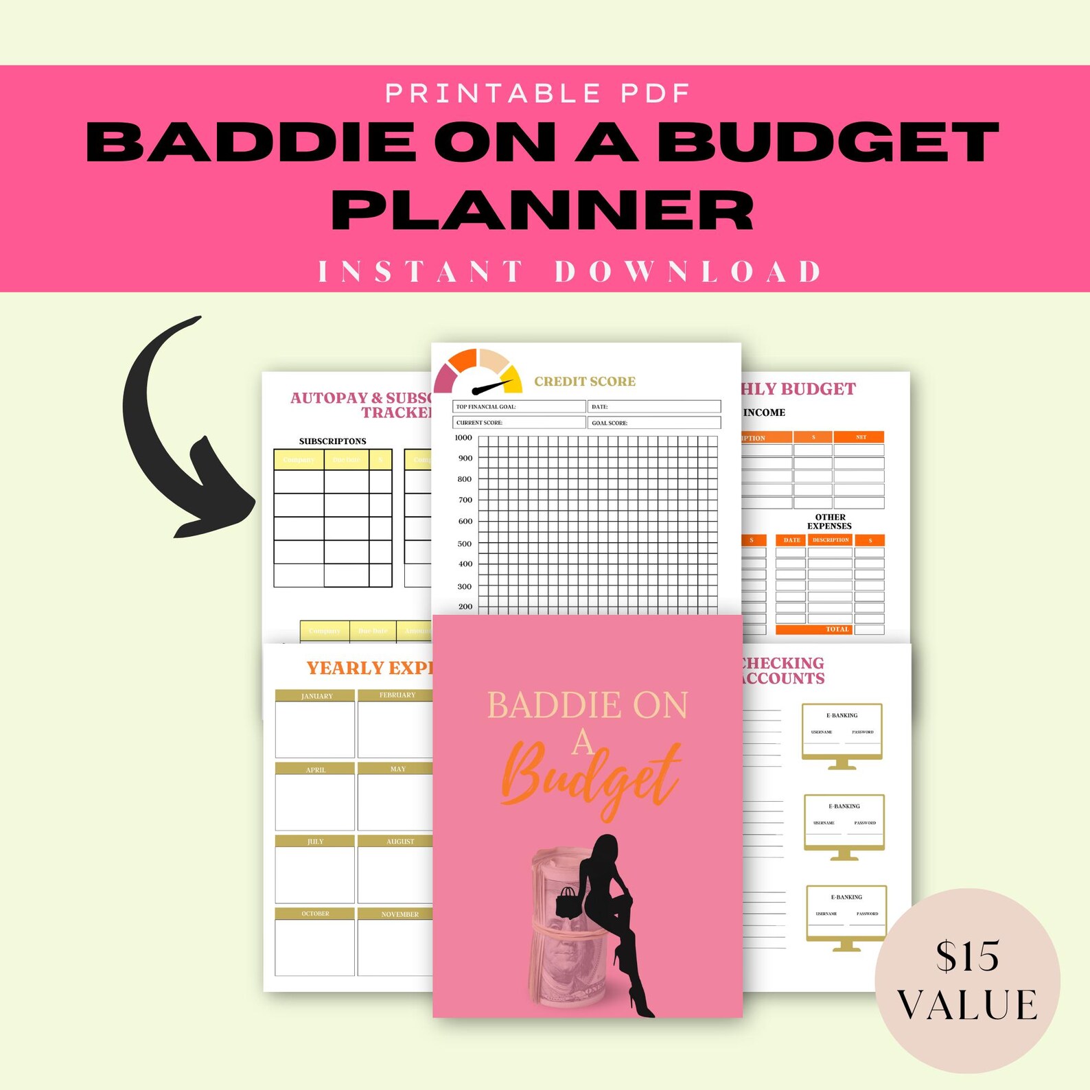 Baddie on A Budget Digital Planner PDF Download - Etsy