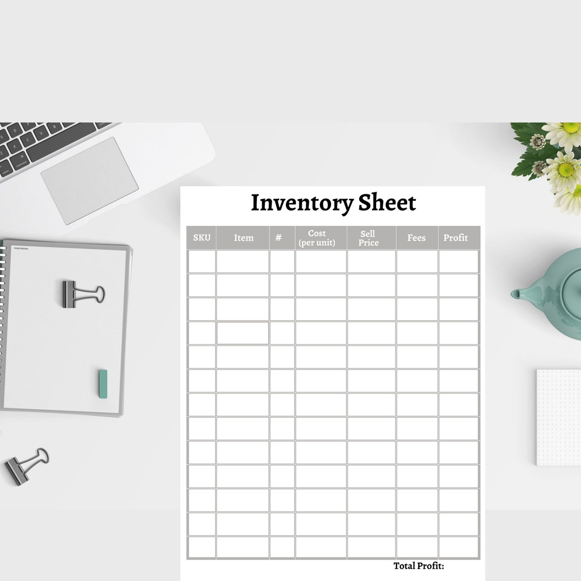 Printable Template Inventory PDF Printable Tracker Worksheet - Etsy