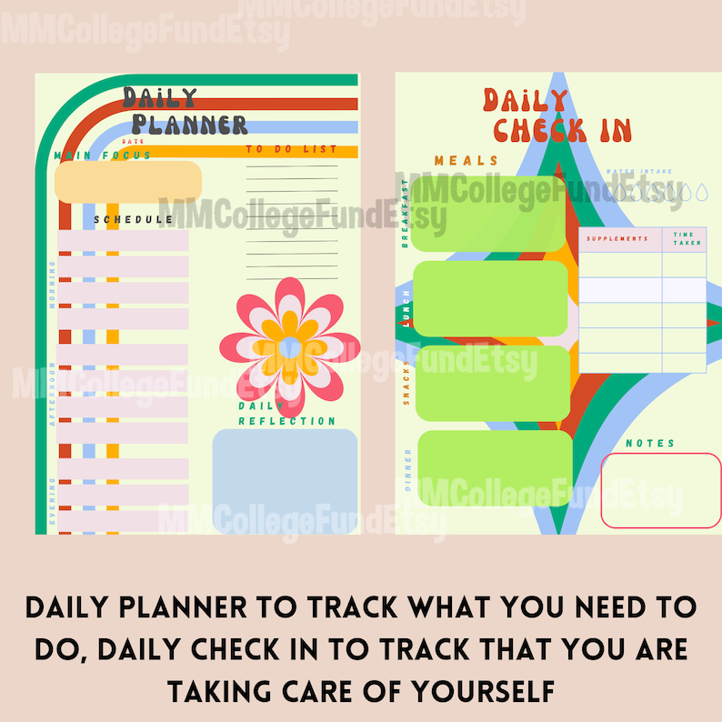 70s Vibe Retro Groovy Theme Digital Planner iPad Planner Daily Planner ...