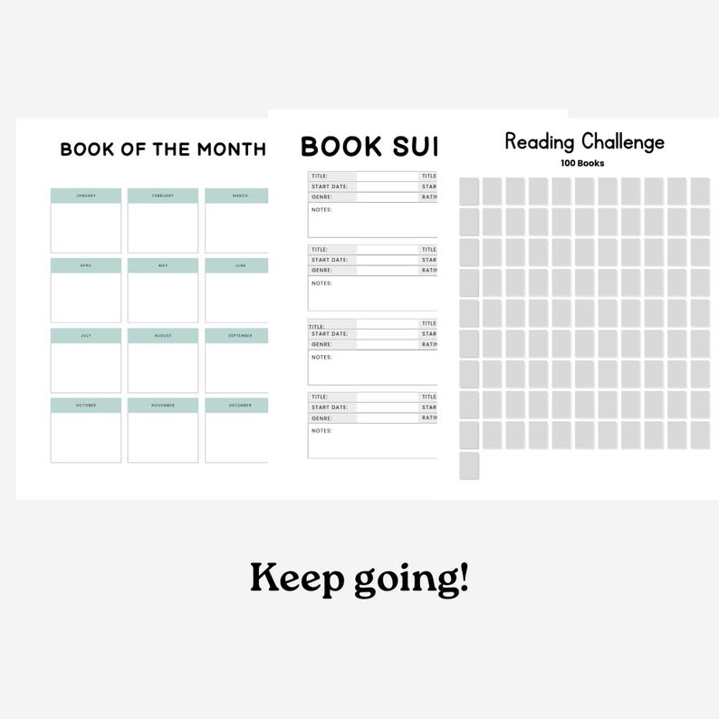 Reading Journal, Reading Tracker, Book Review (digital Download) - Etsy