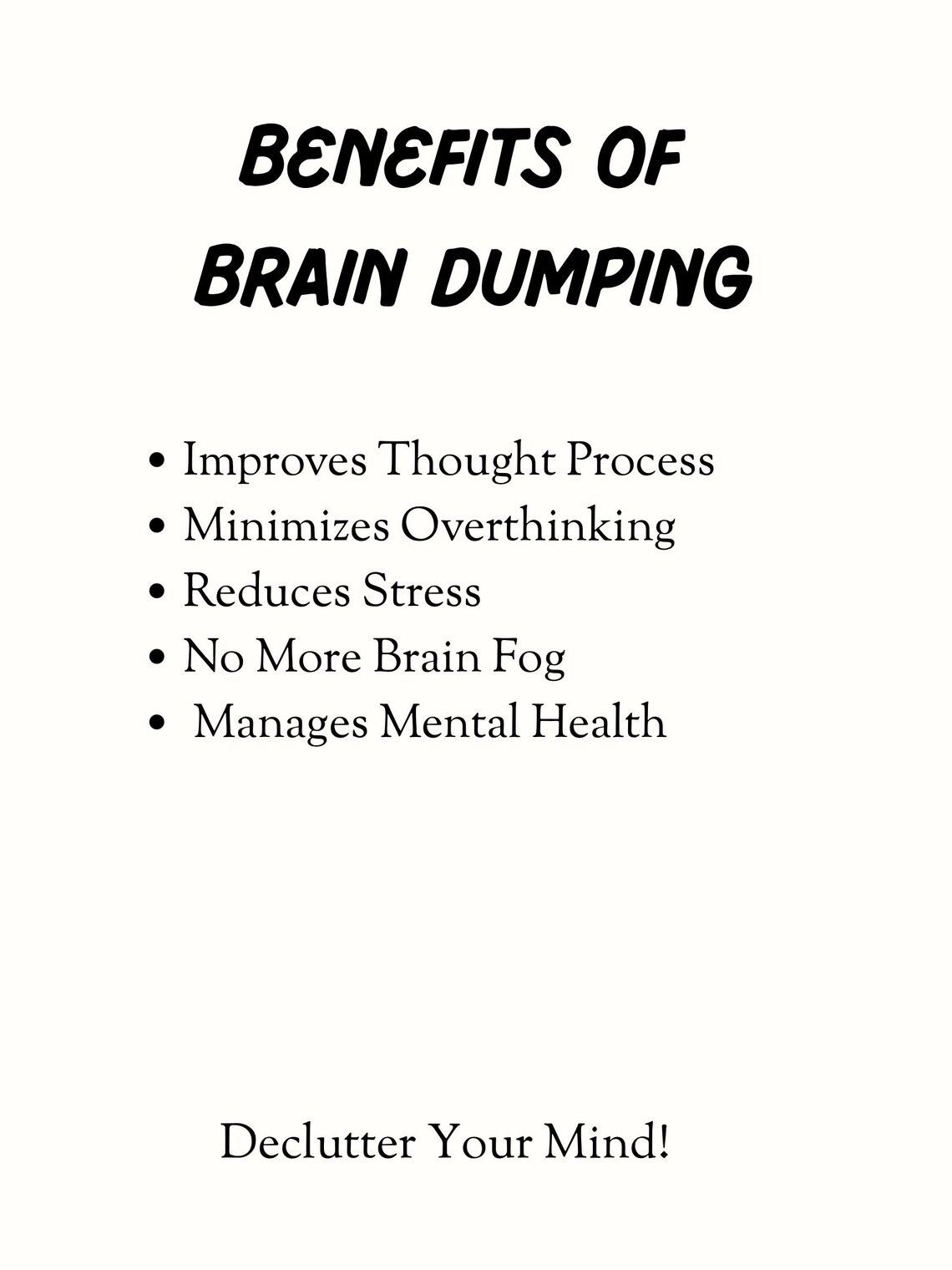 Morning Brain Dump, to Do List Worksheets, Simple Digital School ...