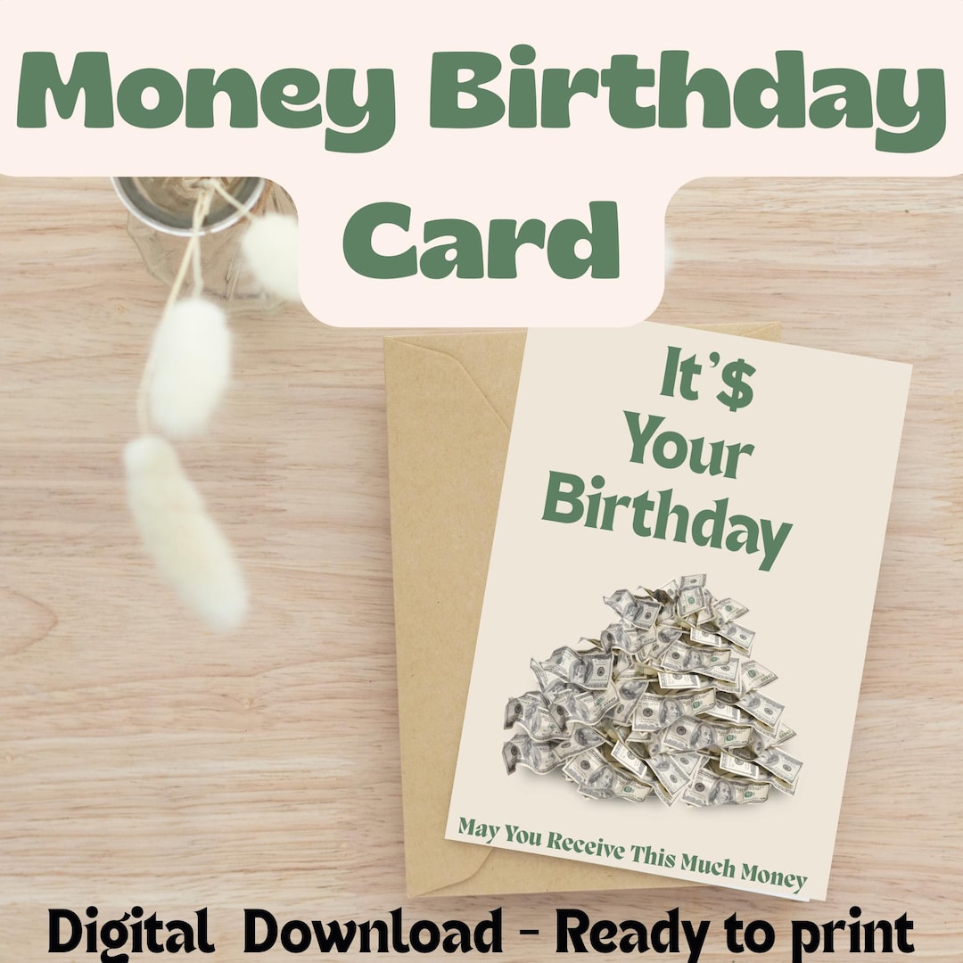 Funny Money Stack Birthday Card for Friends (digital Download) - Etsy