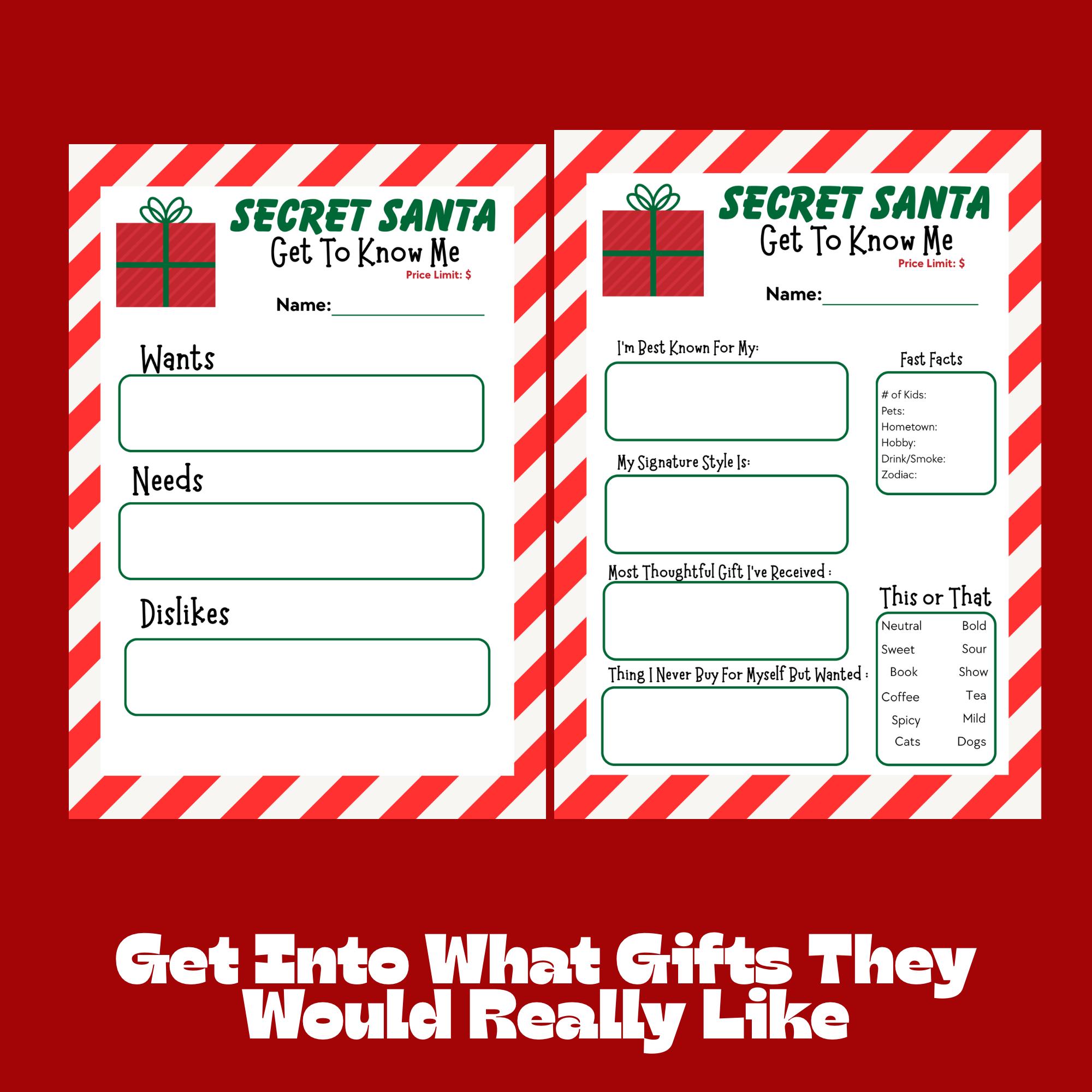 Printable Secret Santa Wish List, Gift Exchange Template, Pollyanna ...