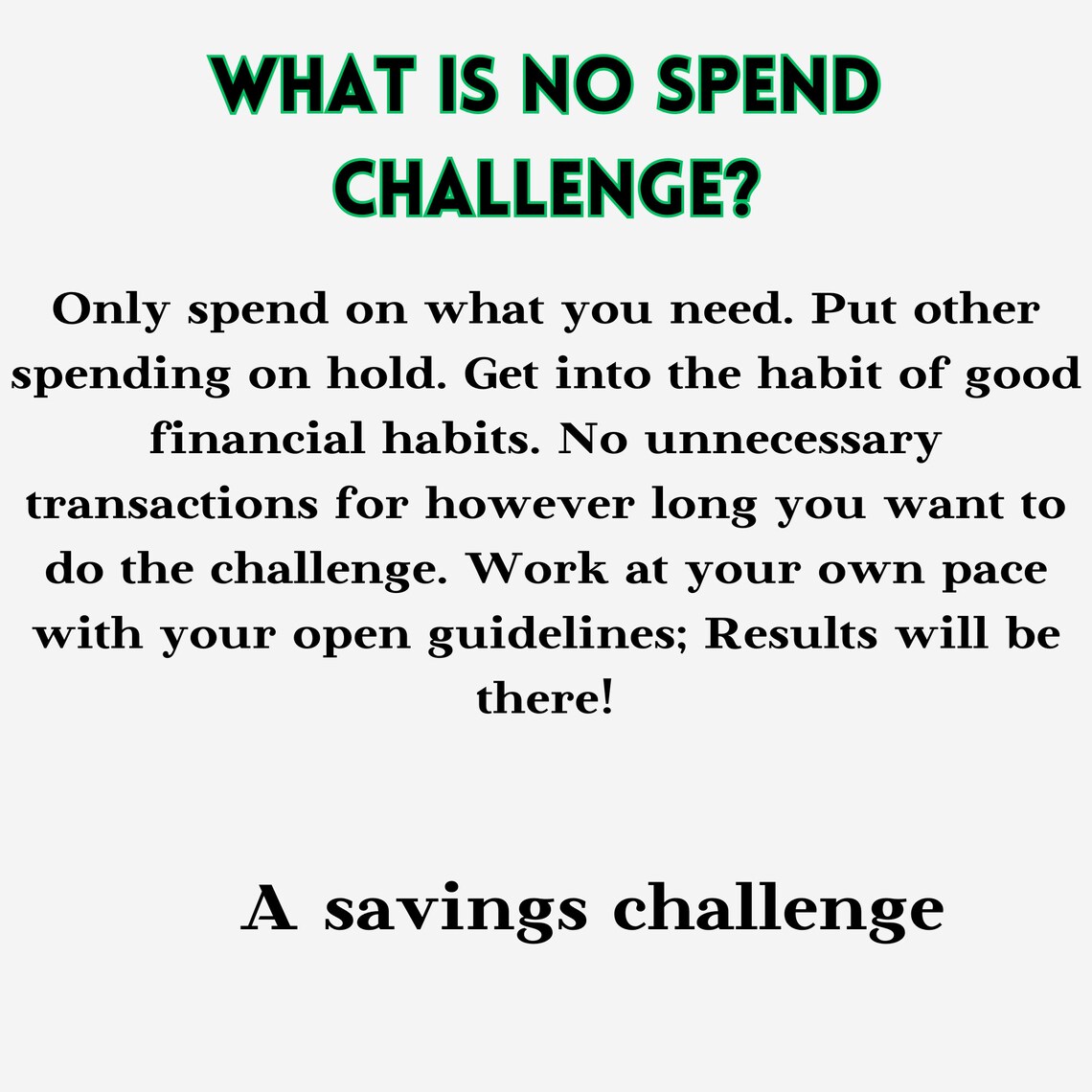 No Spend Challenge Personal Finance Workbook Digital Download - Etsy