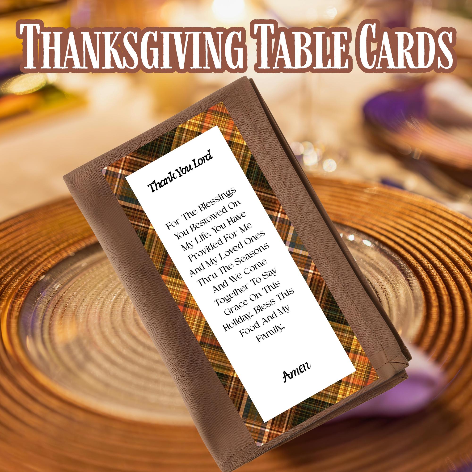 Thanksgiving Prayer Place Card, Table Decor (digital Download) - Etsy