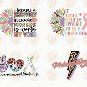 Phlebotomist Sublimation Prints, Ready to Press Transfers Bundle, Cute ...