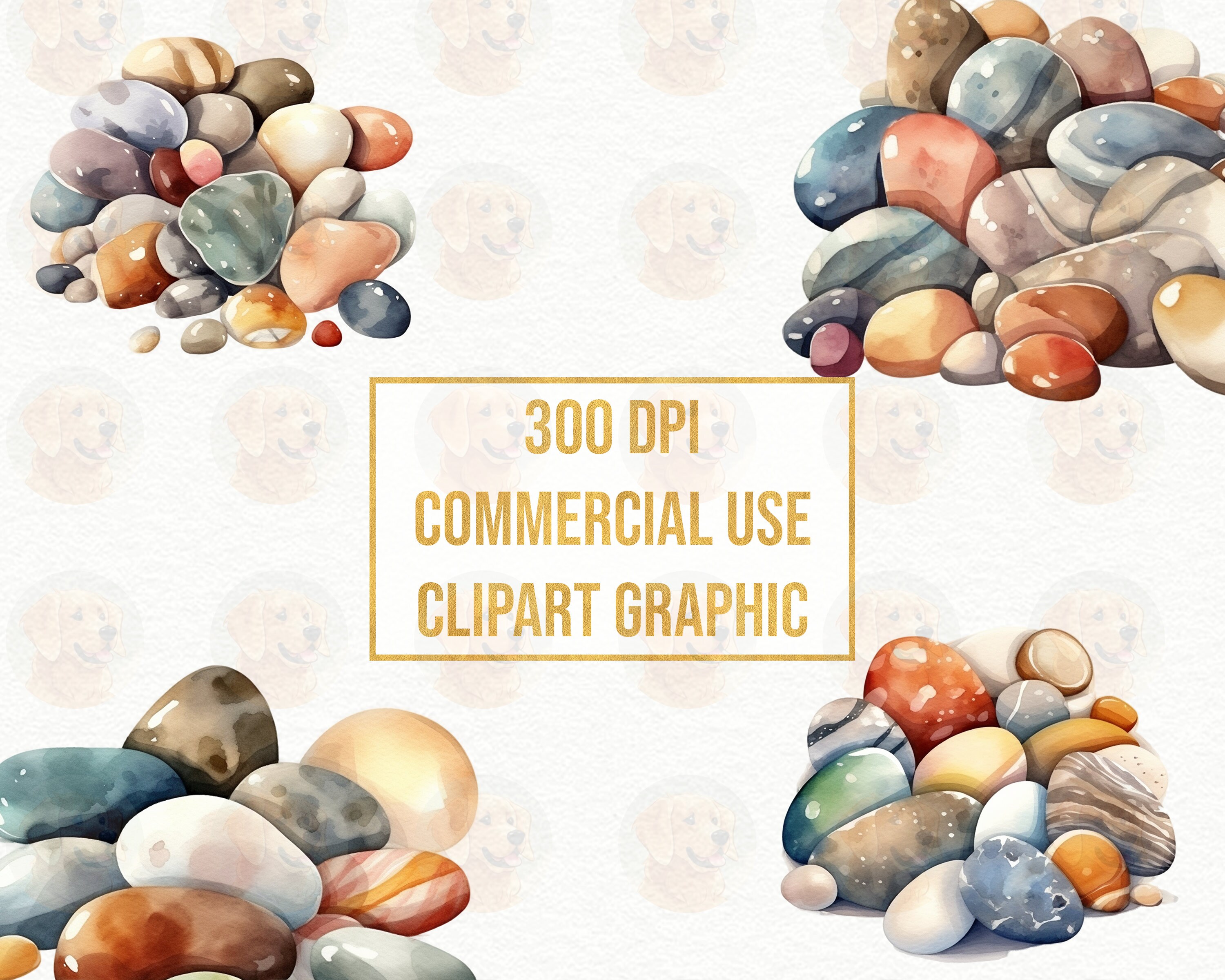 Watercolor Beach Pebbles PNG Clipart Digital Art for - Etsy