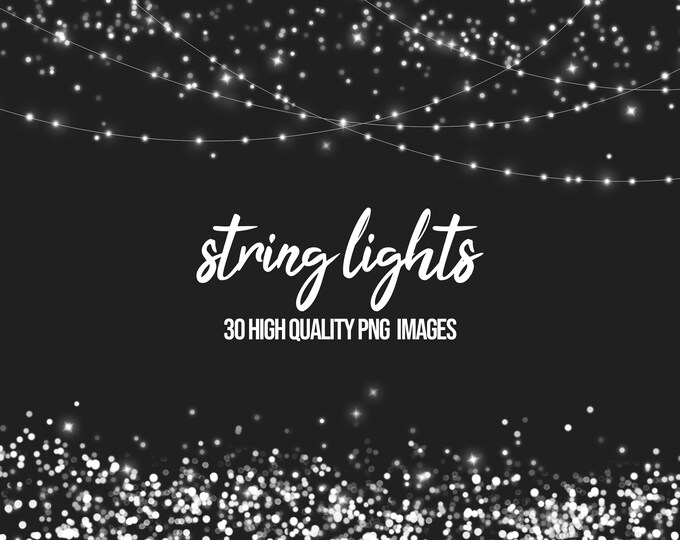 String Lights Clipart, Wedding Lights, Fairy Lights Clip Art, Lights ...