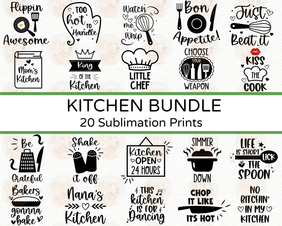 Kitchen Sublimation Print Bundle, Ready to Press Transfers Potholder ...