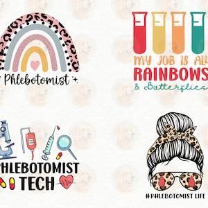 Phlebotomist Sublimation Prints, Ready to Press Transfers Bundle, Cute ...