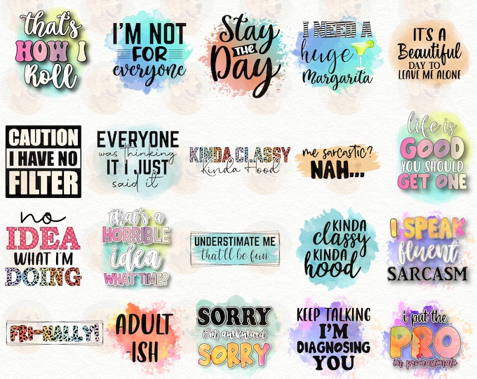 Funny Quotes Sublimation Prints Ready to Press Transfers Bundle ...