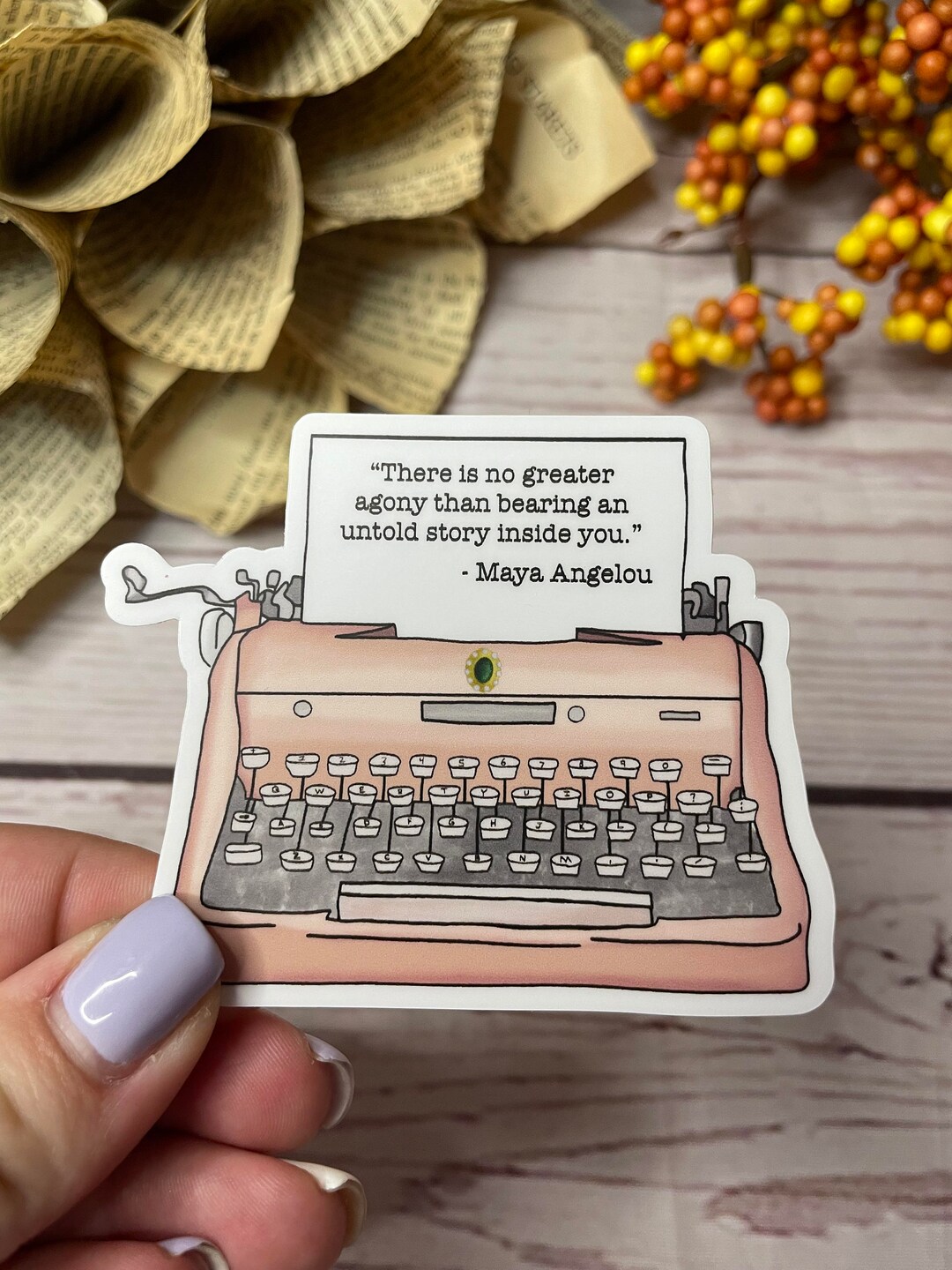 Maya Angelou Quote Sticker: Pink Typewriter, Author Gift - Etsy