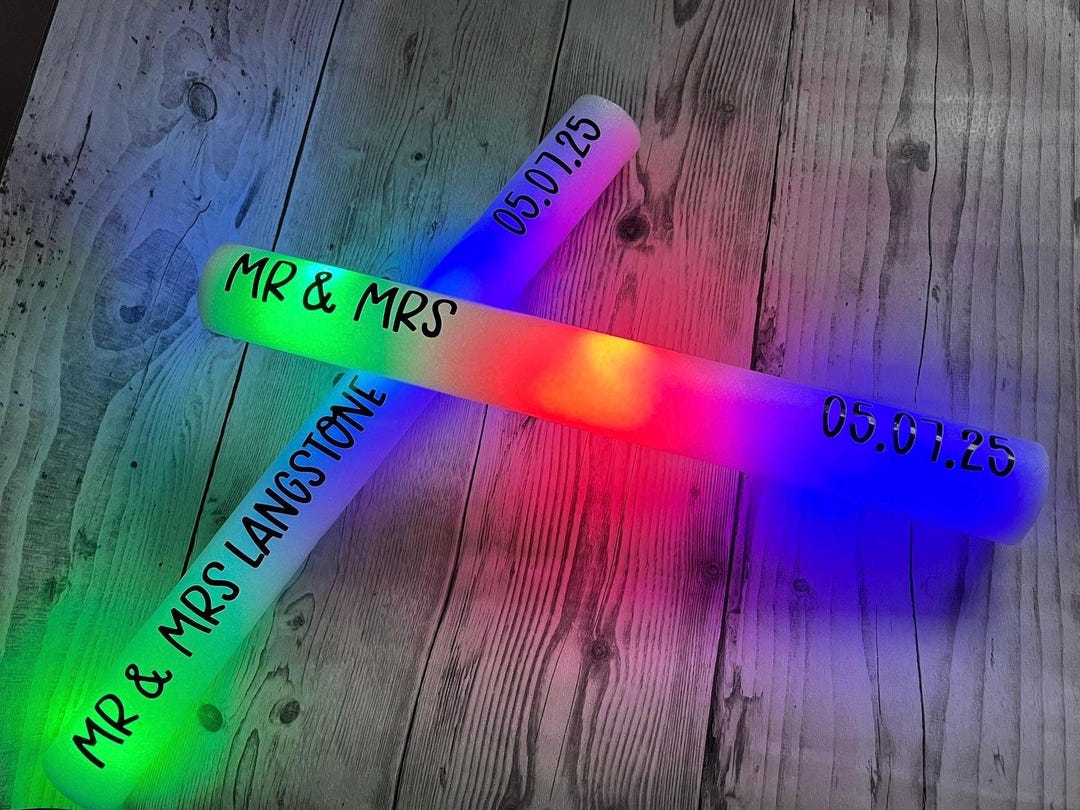 Custom LED Foam Glow Sticks: Personalised Party Favors for Weddings ...