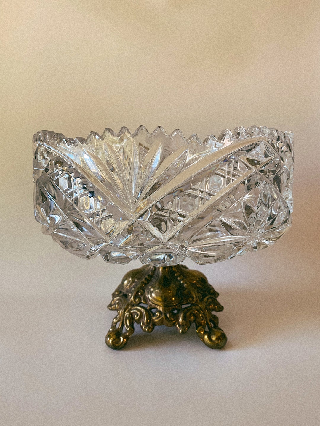 Genuine Crystal Compote Bowl - Etsy
