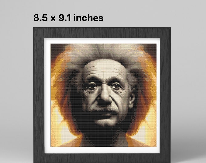 Albert Einstein Portrait Cross Stitch Pattern PDF - EASY Chart With One ...