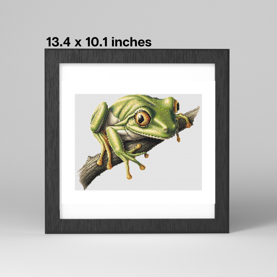 Canopy Jester: Vibrant Tree Frog Cross-stitch Pattern - 13.4 X 10.1 Inches - 40 DMC Colors - Etsy