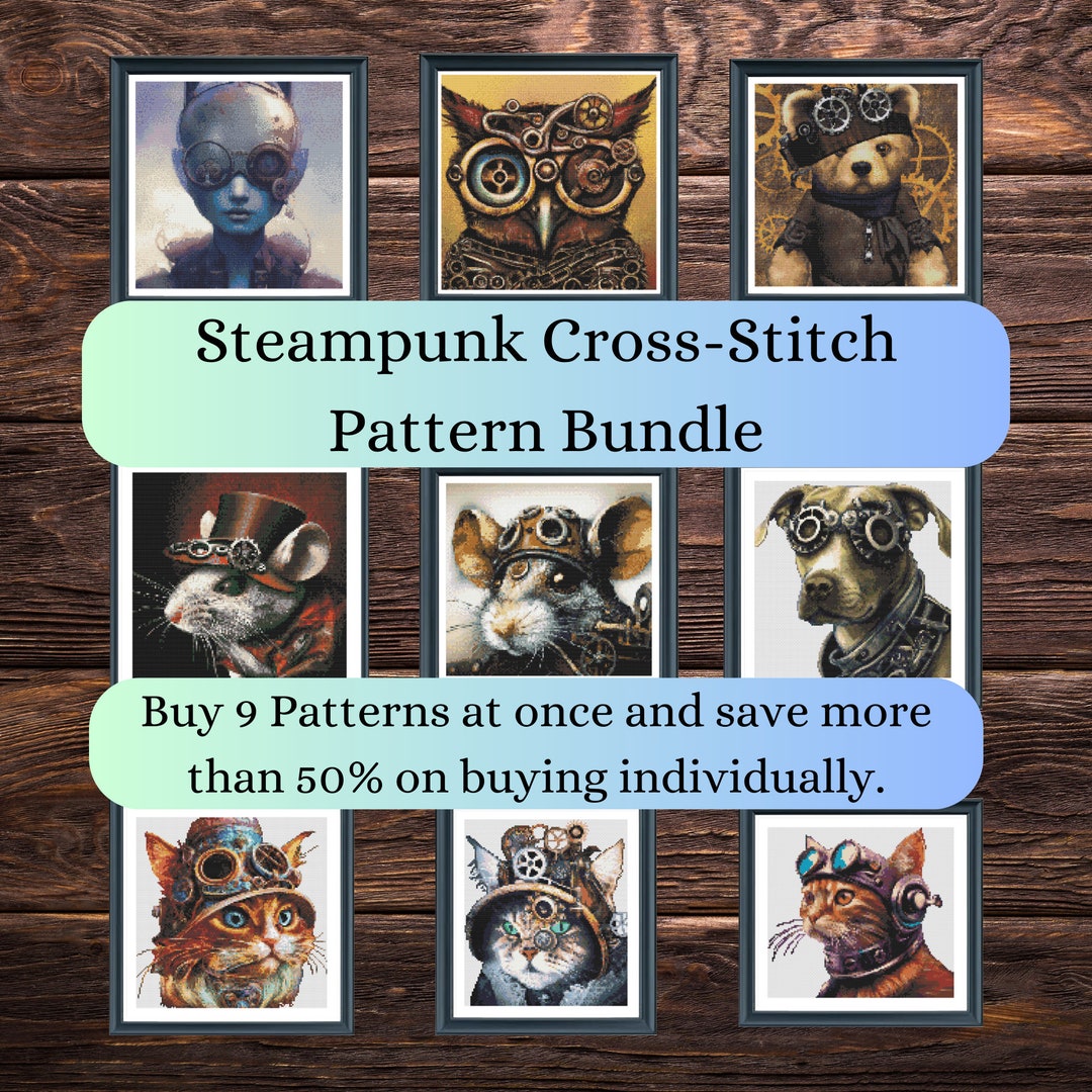 Steampunk Cross Stitch Pattern Bundle - 9 Patterns - Etsy