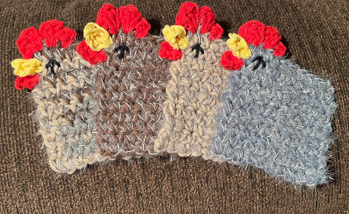 Set of 4 Chicken Kitchen Scrubbies Kitchen Scrubber Dish - Etsy