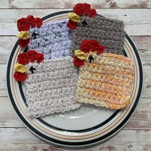 Set of 4 Chicken Kitchen Scrubbies, Kitchen Scrubber, Dish Scrubby ...