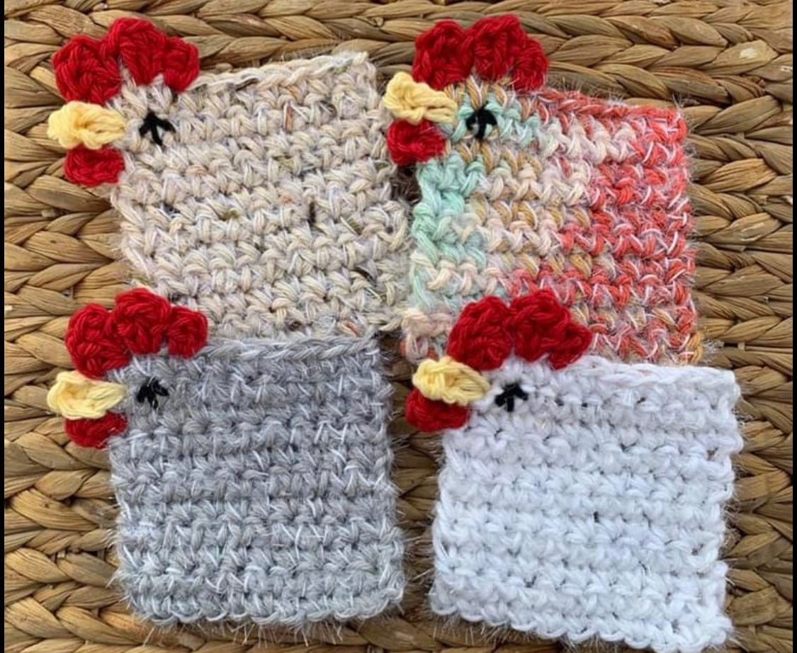 Set of 4 Chicken kitchen scrubbies kitchen scrubber dish | Etsy