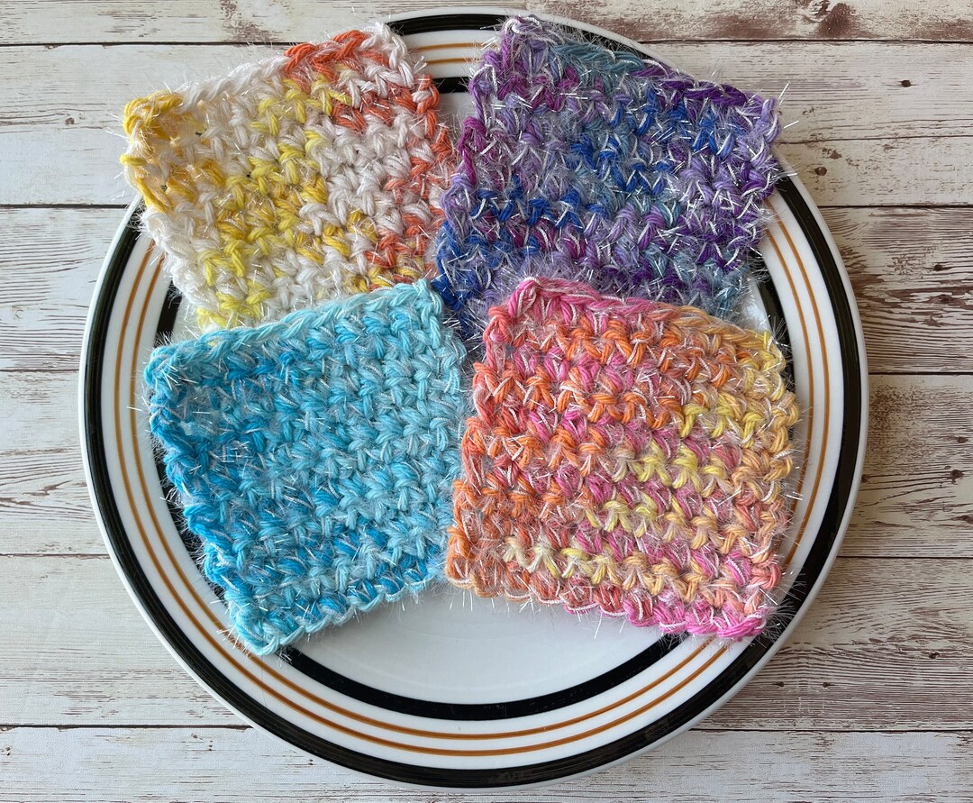 Set of 4 Kitchen Scrubbies, Kitchen Scrubber, Dish Scrubby, Crochet ...